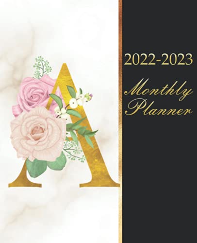2022-2023 Monthly Planner "A": 2 year Calendar with Initial Gold And ...