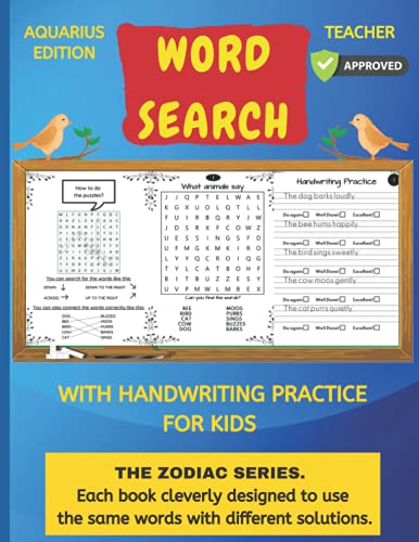 Word Search and Handwriting Practice for Kids Ages 6-8: Handwriting ...