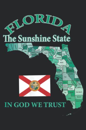 Colorful Florida State County Map with Nickname Flag Motto: Plain Lined ...