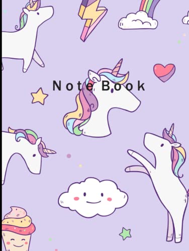 Notebook: Cute Unicorn Hardcover Notebook Unruled Purple Color Gift For ...