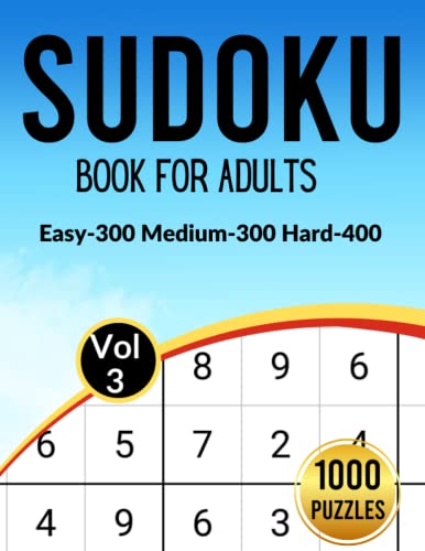 Sudoku book for adults Vol-3: 1000+ hard Sudoku Puzzles book for adults ...