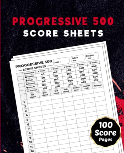 Progressive 500 Score Sheets: 100 Pages Progressive 500 Score Pad ...