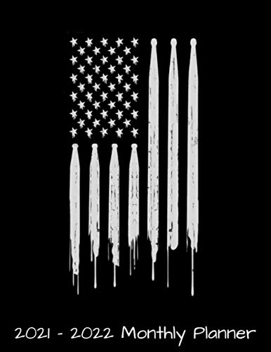 2021 - 2022 Monthly Planner: American Flag Drumsticks Gift- USA ...