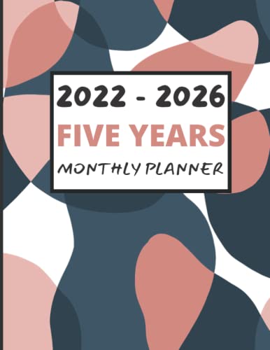 2022-2026 Monthly Planner 5 Years ROSE PATTERN: 60 Months Monthly ...