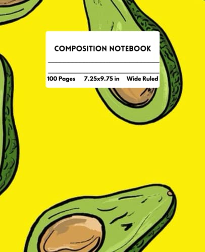 Yellow Background Avocado Notebook: Blank Lined Alligator Pear ...