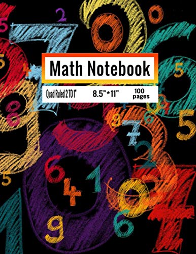 Math Notebook: 1/2 inch Square Graph paper pages and White Paper ...