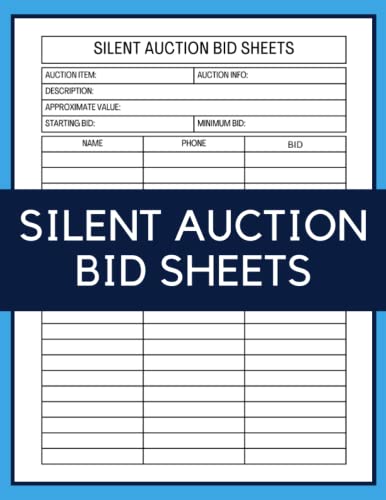 Silent Auction Bid Sheets: Charity Event Auction Bid Tracker, Bidding ...