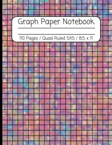 Graph paper notebook for Girls: Bright Colorful Background | Grid Paper ...