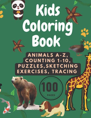Coloring book: Kids Coloring Book Animals A-Z & Counting Numbers 1- 10 ...