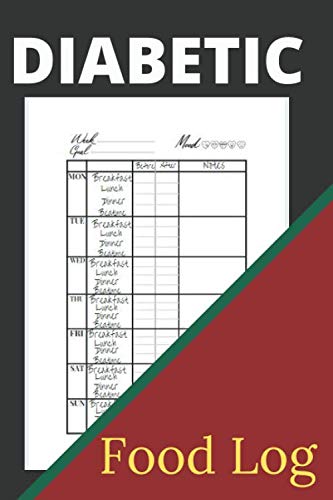Diabetic Food Log: Glucose Logbook Lined Journal Notebook Daily Diary ...