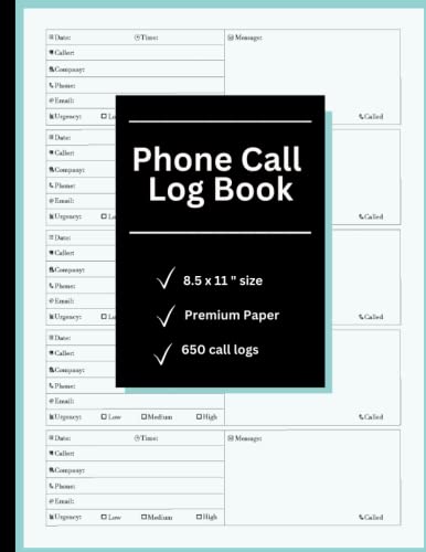 Phone call log book: Telephone & voicemail messages notebook I for ...