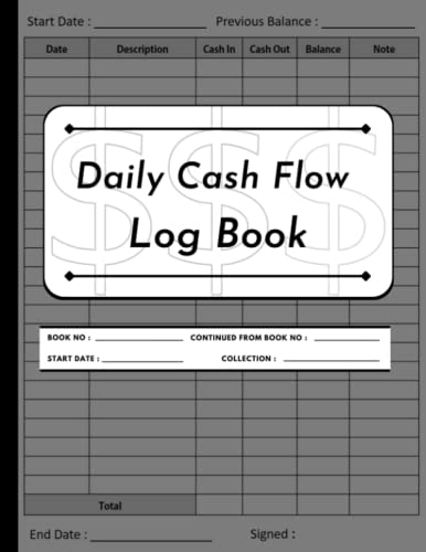 Daily CashFlow Log Book: Black Cover 8.5 x 11 in Large Ledger Book ...