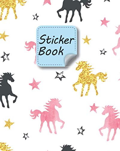 Sticker Book: Lucrative Unicorn Theme Cover Design Blank Sticker ...