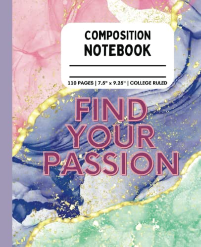 Composition Notebook: Inspirational quote on marble pink green and ...