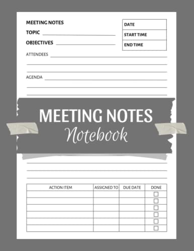 Meeting Notes Notebook: Meeting Minutes Notes Journal for Work With ...