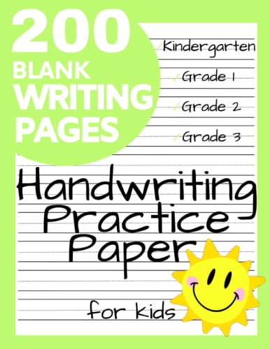 Handwriting Practice Paper 200 Blank Writing Pages for Kids: 1st 2nd ...