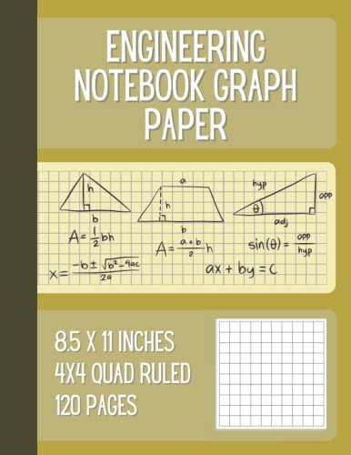 Engineering Notebook Graph Paper: Large Quad Ruled 4x4 Composition Note ...
