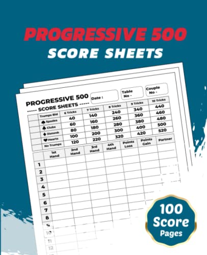 Progressive 500 Score Sheets: Progressive 500 Score Pads | 100 Score ...