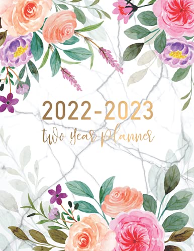 2022-2023 Two Year Planner: Watercolor Flower Cover | Large 2-Year ...