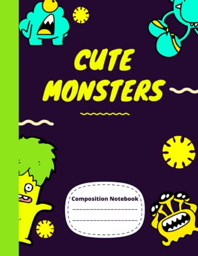 Colorful Cute Monsters Composition Notebook: Wide Ruled, 50 sheets ...