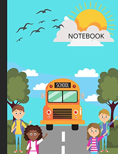 School Bus Notebook: A fun school themed blak lined notebook; school ...