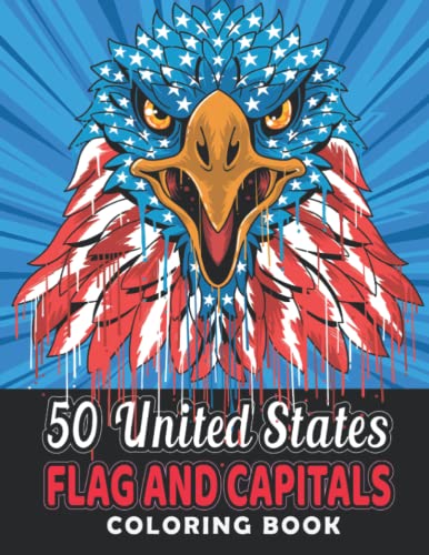 50 United States Flag and Capitals: Coloring Book: Great Nation ...