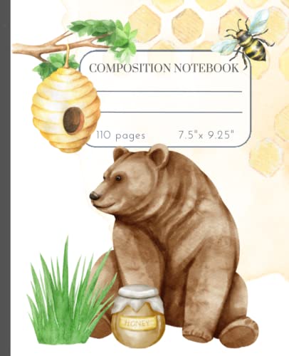 Composition Notebook: Bear and Honey Bee Composition Notebook, Forest ...