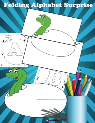 Folding Alphabet Surprise Coloring Book For kids: Baby Dinosaur ...