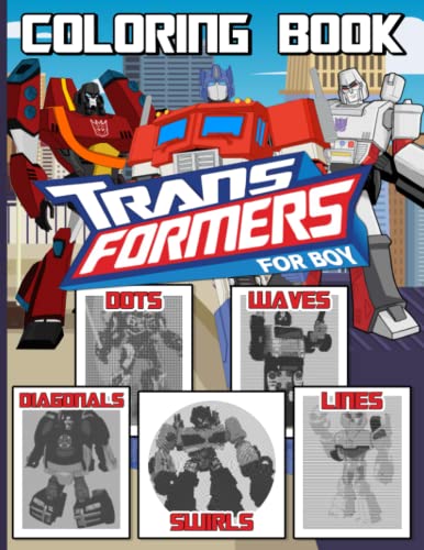 Transformer Dots Lines Waves Swirls Diagonals Coloring Book: Stress ...