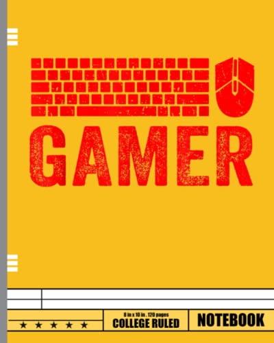PC Gaming Keyboard Mouse WASD Notebook: Gamer Game Theme / Large ...