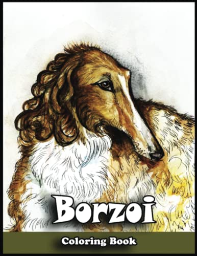 Borzoi Coloring Book: Amazing 110 Borzoi Coloring Pages With Simple ...