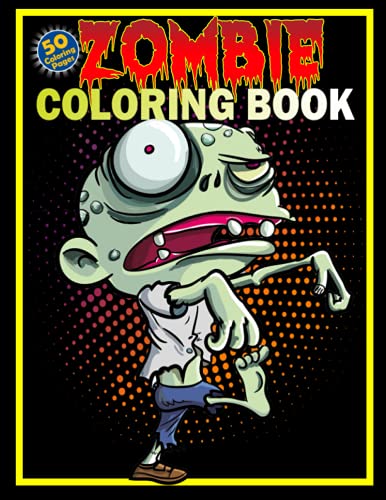 Zombie Coloring Book: Black Background: Scary Zombies Coloring Pages ...