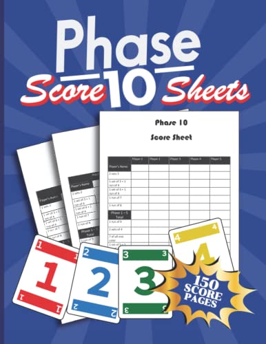 Phase 10 Score Sheets: 150 Large Score Cards Game Pads for Scorekeeping ...