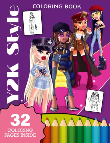 Y2K Style Coloring Book 32 Coloring Pages Inside: Design Your Fashion ...