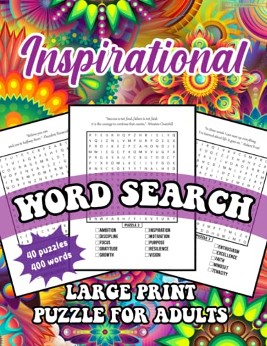 Inspirational Word Search Puzzle Book: Large Print Motivational Word ...
