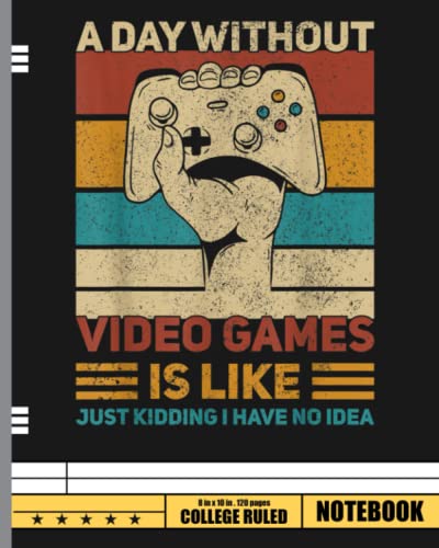 A Day Without Video Games Gamer Funny Gaming Notebook: Gamer Game Theme ...