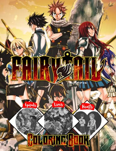 Fairy Tail Lines Spirals Hearts Coloring Book: Book For Adults & Teens ...