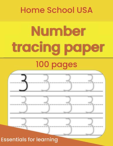 Number Tracing Paper: For Kids Learning Resources Home School USA by ...