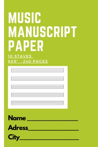 Music Manuscript Paper: Blank Sheet Music Notebook, Wide Staff ...