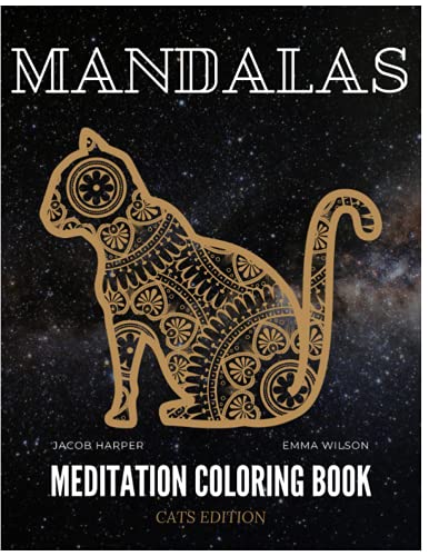50 Cats Mandalas Coloring Book: Meditation Coloring Book Set for Adults ...