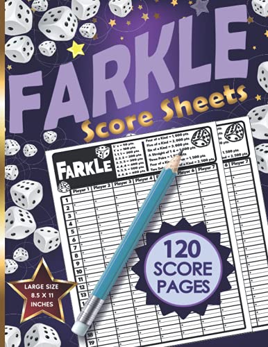 Farkle Score Sheets: 120 Large Score Sheets For Scorekeeping | Farkle ...