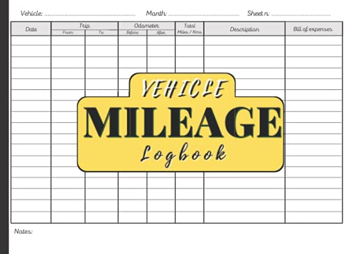 Mileage Log Book: Vehicle Mileage Tracker Journal To Keep Track Of Trip ...