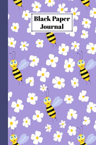 Black Paper Journal: Bees And Flowers Cover Black Paper Journal, Solid ...
