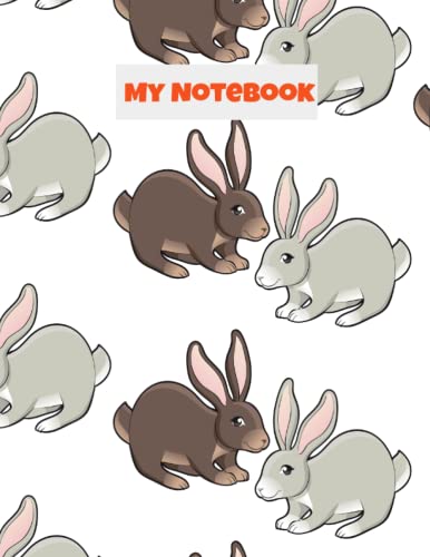 My Notebook: Cute little animated rabbits cover this 120-pagewide ruled ...