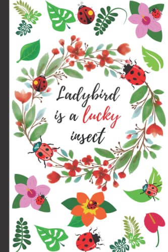 Notebook Ladybird is a lucky insect, ladybird pattern, plants and ...