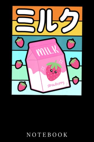 Cute 90s Japanese Otaku Stylish Aesthetic Strawberry Milk Notebook ...