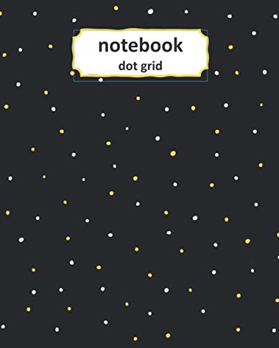 Notebook Dot Grid: Polka dots. Black background. Dots white and yellow ...