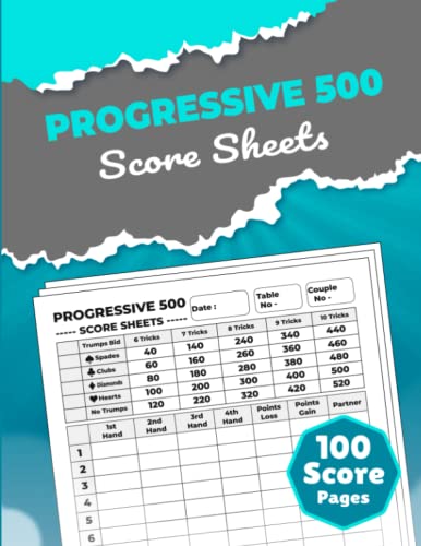 Progressive 500 Score Sheets: Progressive 500 Games Score Record Keeper ...