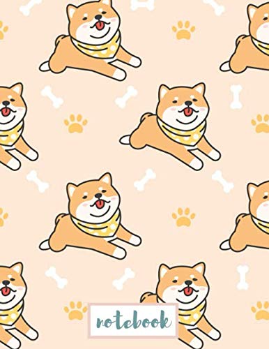cute shiba inu kawaii notebook 100 wide ruled pages by ness prints ...