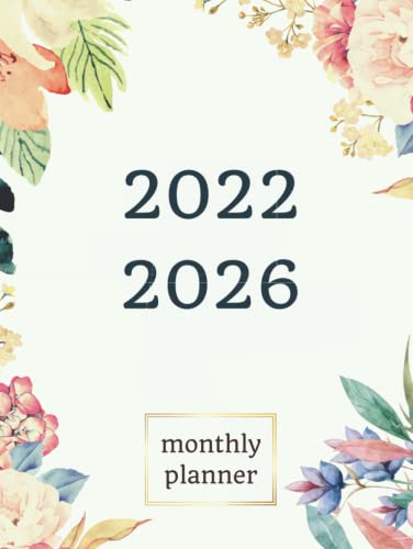 2022-2026 Monthly Planner: 5 year Monthly Calendar Planner January 2022 ...